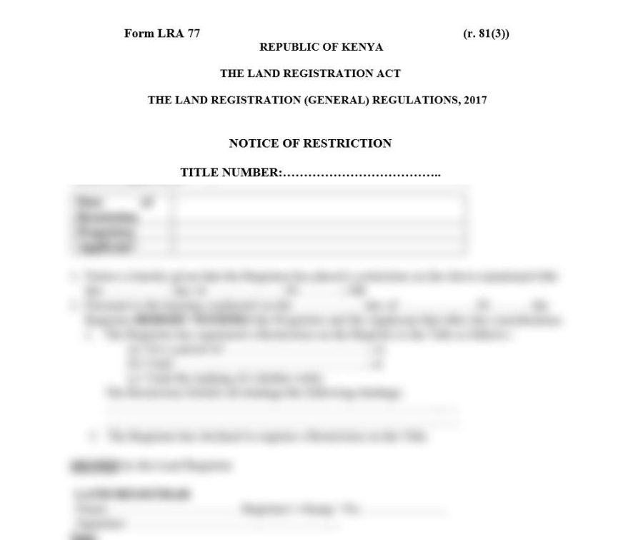 Notice of Restriction Form LRA-77 | Land Forms