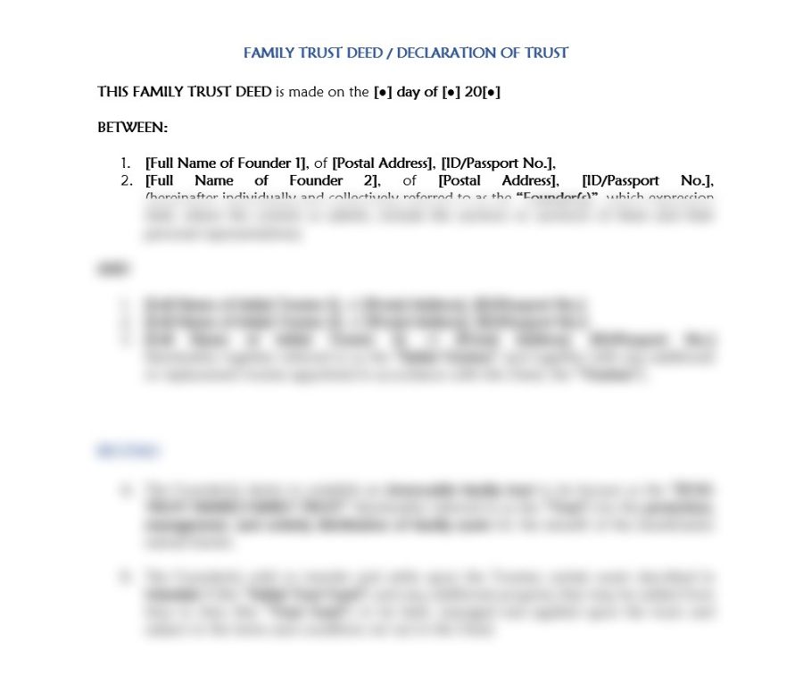 Family Trust Deed/ Declaration of Trust